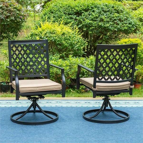 Outdoor Dining Chairs Patio Metal Swivel Chairs Modern , Beige - Bed ...