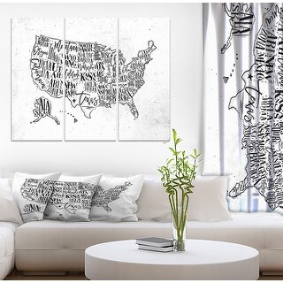 Designart "United States Vintage Map in Dirty Paper" Maps Print on ...