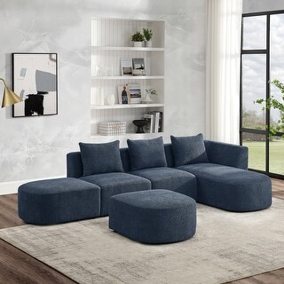 Modular L-Shape Sectional Sofa, Loop Yarn Fabric Right Side Chaises ...
