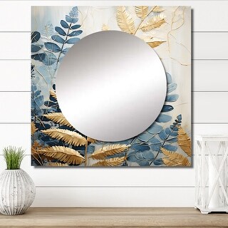 Designart "Blue and Golden Ferns breeze Symphony" Ferns Wall Mirror ...