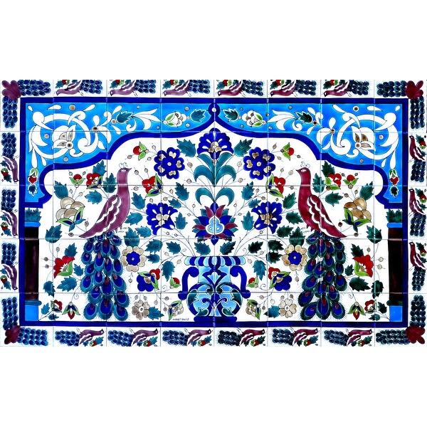 48in x 30in Peacock Bird Backsplash 40pc Tile Ceramic Wall Mural - Bed ...