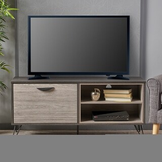 Modern Industrial Grey TV Cabinet with Hairpin Legs and Storage for TVs ...