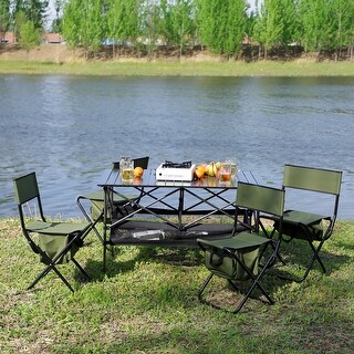 Set of 5, Folding Outdoor Table and Chair Set For Indoor, Outdoor ...