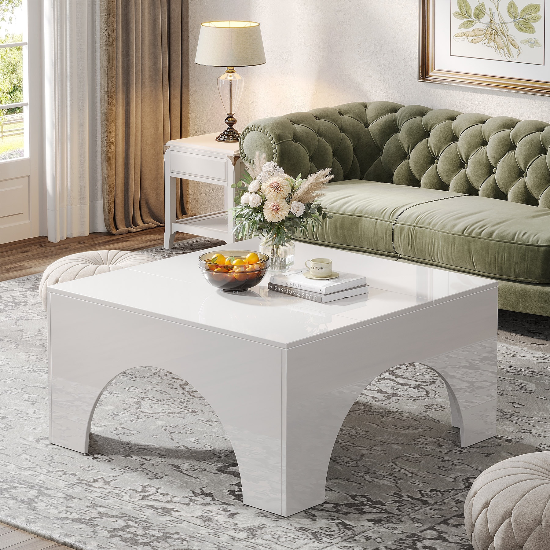 white coffee table square