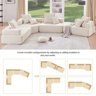 Beige Geometry Modular Sofa Set Irregular Sectional Couch Floor Lounge ...