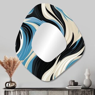 Designart - Black And Blue Zebra Stripes - Striped Wall Mirror ...