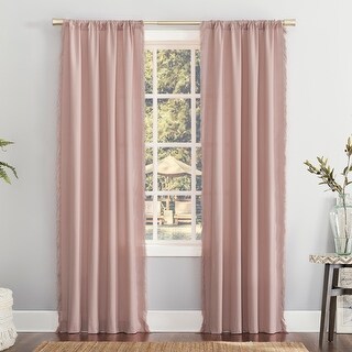 No. 918 Ruthie Frayed Edge Semi-Sheer Rod Pocket Curtain Panel, Single ...