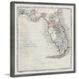 'Vintage Map of Florida' Framed Painting Print - Bed Bath & Beyond ...