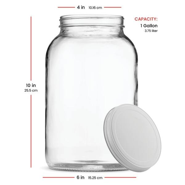 Wide Mouth 1 Gallon Clear Glass Jar + Metal Lid With Airtight Liner ...