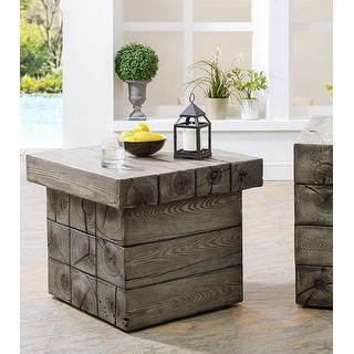 Shire Rustic Modern Solid Wooden Outdoor Patio Accent Table - Bed Bath ...