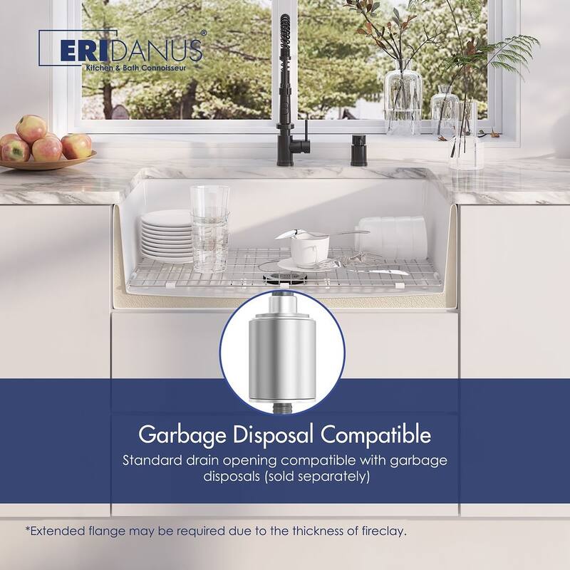 Eridanus Reversible Fluted or Smooth 33" Farmhouse Kitchen Sink - 33" L ...
