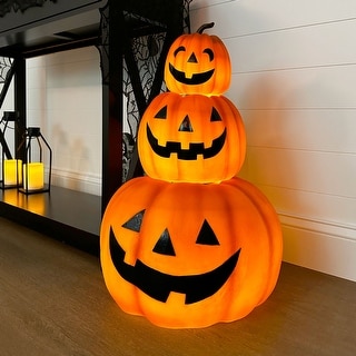 Haunted Hill Farm 29 In Tall 3 Stacking Pumpkins Blow Mold with Lights ...