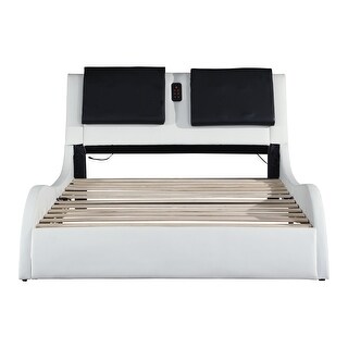 Upholstered Massage Queen Bed with LED / Bluetooth - Bed Bath & Beyond ...