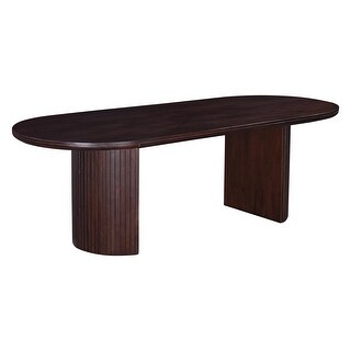 Modern 94" Large Solid Wood Oval Double Pedestal Dining Table, Brown ...