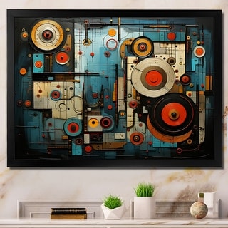 Designart "Electric Array I" Abstract Collages Framed Wall Art Prints ...
