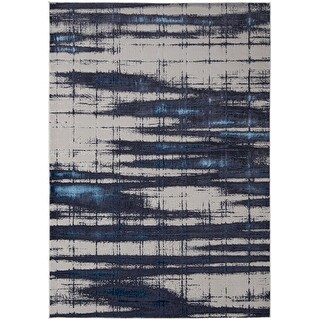 HomeRoots 9' X 12' Ivory Blue And Gray Abstract Power Loom Distressed ...