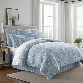 Shellabrate Cornflower Blue Cotton Comforter Set 8 Piece - Bed Bath ...