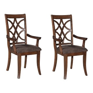 Carpenter Brown and Dark Walnut Cross Back Arm Chairs (Set of 2) - Bed ...