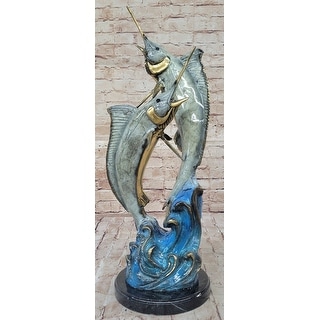 Marlin Sailfish Swordfish Colorful Bronze Statue Sculpture Marine Decor ...