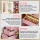 Pink Makeup Vanity Set with LED Mirror, Glass Top, Charging Stand, and ...