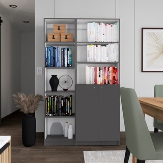 Kenyon Tall 5-Shelf Narrow and Cabinet Bookcase Set of 2 - Bed Bath ...