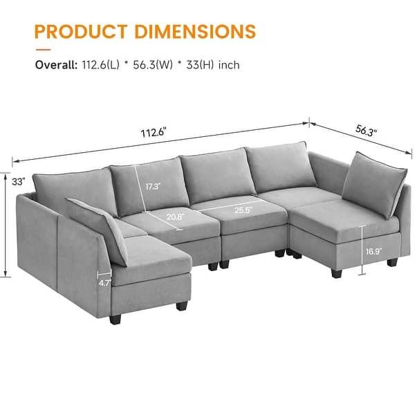 Aiden 6-piece Sectional Sofa Bed Set Reversible Modular Sofa Couch with ...