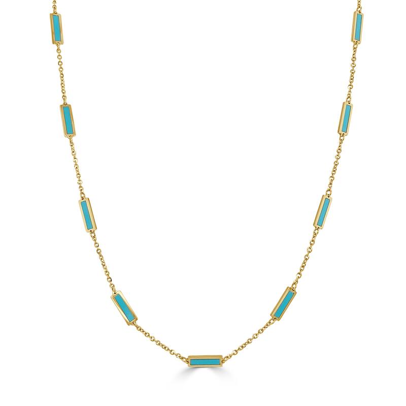 Joelle Turquoise Layered Bar Necklace 18 Inches - 14K Gold Turquoise ...