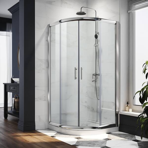 ELEGANT Neo-Round Shower Door Double Sliding Shower Enclosure with ...