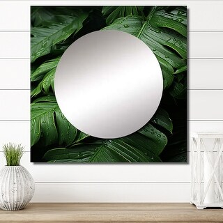 Designart "Emerald Canopy exotic palmscape" Palms Trees Wall Mirror ...