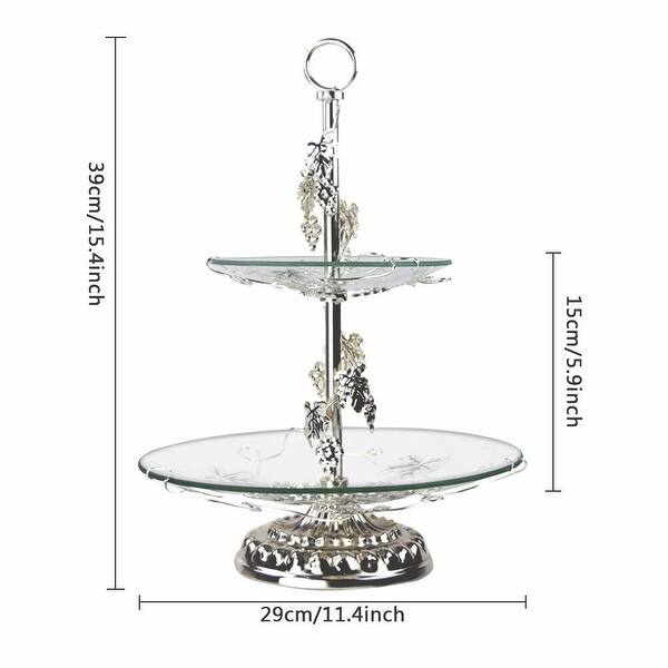 2-Layer Fruit Display Tray Glass Bowl Multi-Function Cake Stand - Bed ...