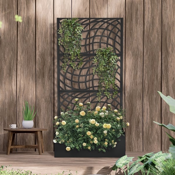 Different patterns Iron Planting Box Climbing Frame with Privacy Screen ...