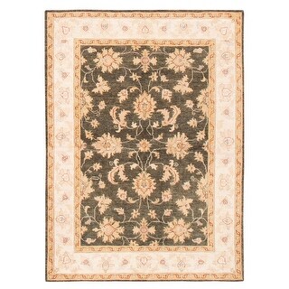 ECARPETGALLERY Hand-knotted Peshawar Oushak Dark Green Wool Rug - 4'10 ...