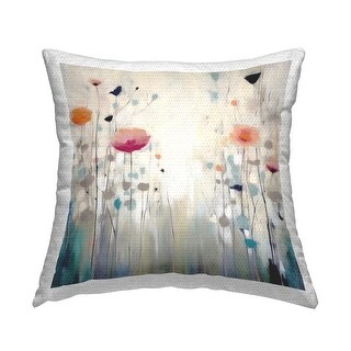 Stupell Muted Flower Blooms Printed Outdoor Throw Pillow Design by ...
