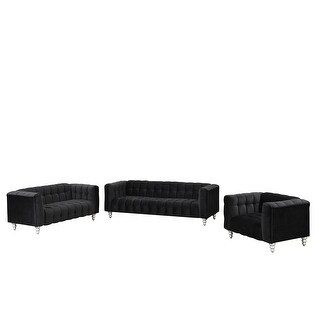 Dutch Fleece Channel Sofa Set with Square Arms for Living Room, 3pc ...