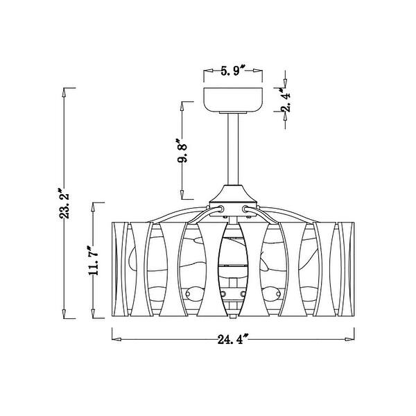 Avani 24-inch Silver and Faux Wood Grain 6 Lights 3 Blades Lighted ...