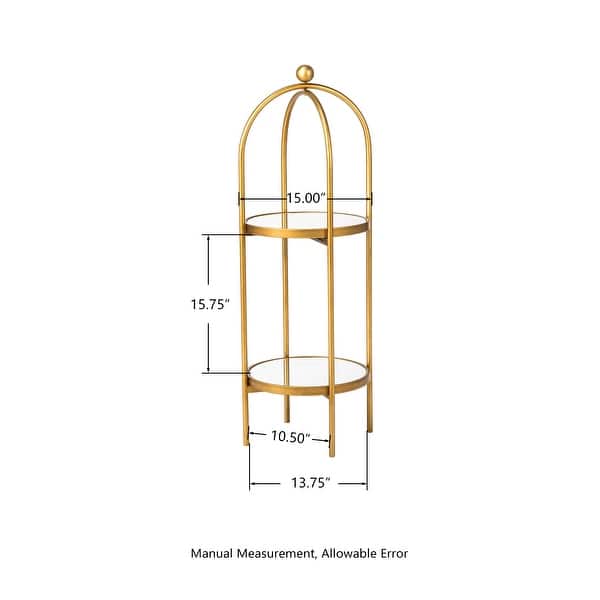 Glitzhome 42"H Luxury Modern 2-Tier Gold Mirror Organizer Floor Shelf ...