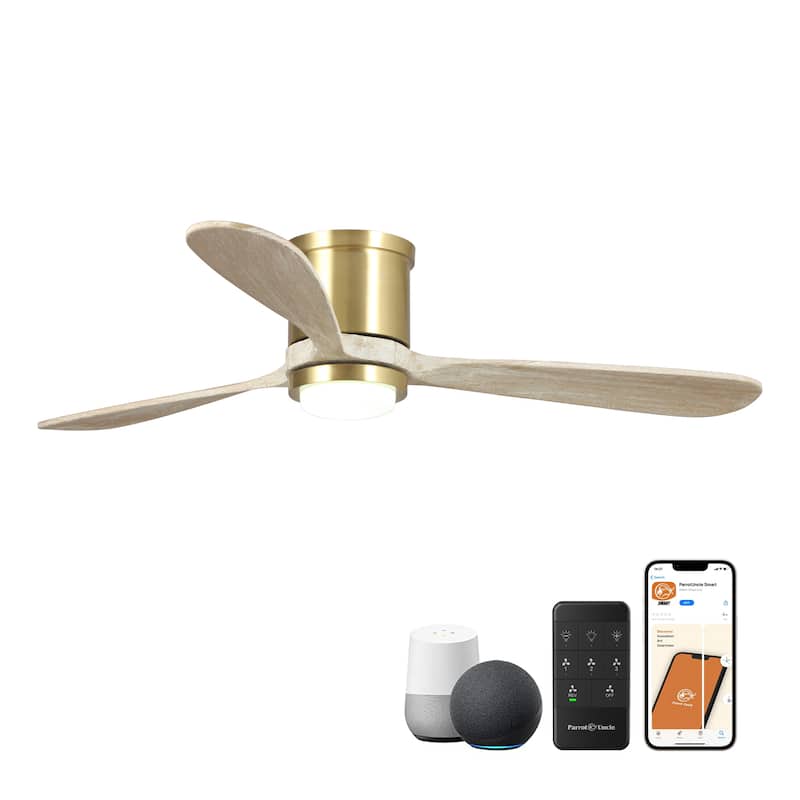 52" Gold Low Profile Smart Ceiling Fan works with Google Assistant and ...