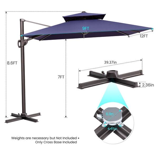 9 x 12 ft Outdoor Shade Parasol Patio Offset Cantilever Umbrella with ...