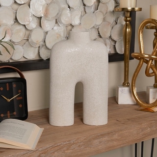 White Ceramic Arched Abstract Decorative Vase - 9"W, 13"H - Bed Bath ...