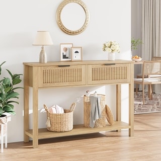 43 Inch Wood Console Table with 2 Drawers - Bed Bath & Beyond - 40733795
