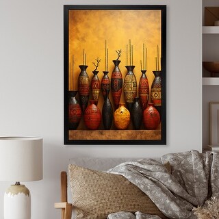 Designart "Red African Pottery Canvas" Boho Pottery Wall Decor Red ...