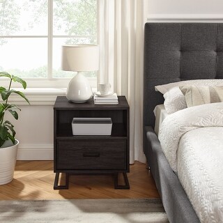 Walker Edison Contemporary 1-Drawer, Metal Base Nightstand - Bed Bath ...