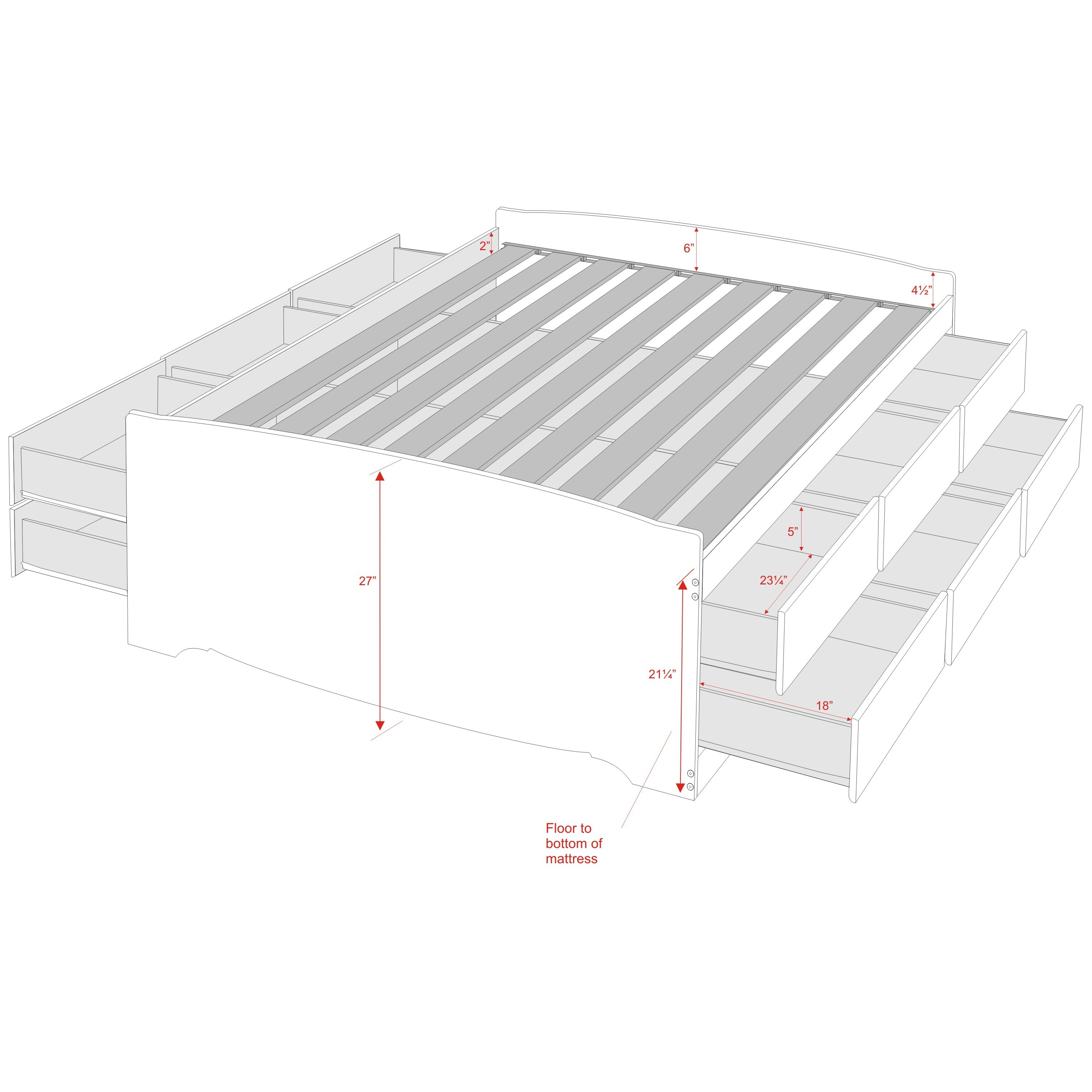Queen platform storage bed with 12 drawers store