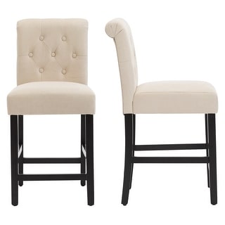Tays Rustic Linen Tufted Counter Height Stools (Set of 2) by Furniture ...