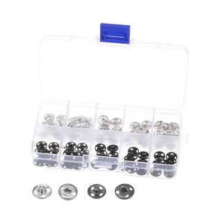Sew-on Snap Buttons 50 Sets 10mm Snap Fasteners for Sewing Black ...