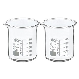 2pcs 50ml Low Form Glass Beaker 3.3 Borosilicate Lab Measuring Cups - Clear - Bed Bath & Beyond ...