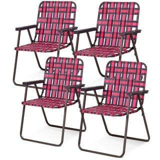 4 Pieces Folding Beach Chair Camping Lawn Webbing Chair - Bed Bath ...