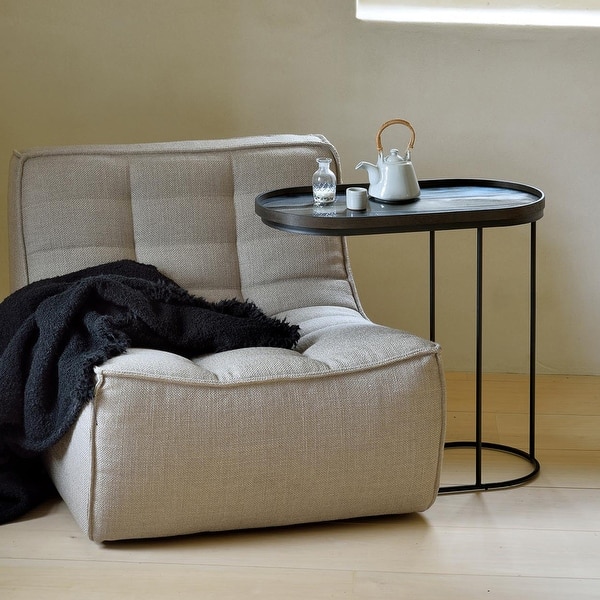 Dark Beige Fabric Italian Modern Minimalist Armless Couch One Seater ...