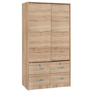 Sarah Modern Wood Double Sliding Door Armoire - N/A - Bed Bath & Beyond ...