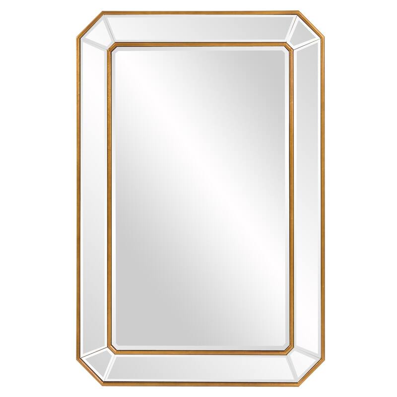 Recatngle Gold Leaf Mirror with Angled Corners Frame - Black ...